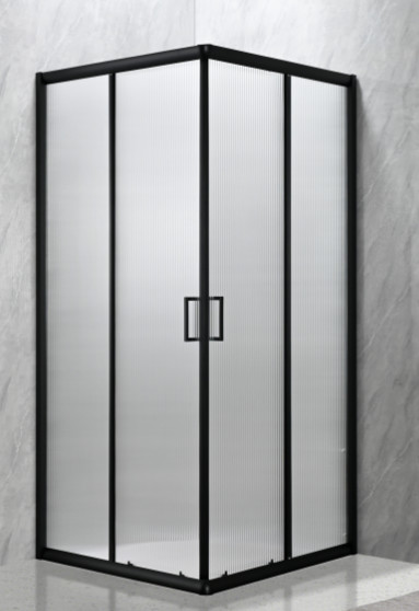 Customizable Square Shower Enclosures With Narrow Reeded Glass For Modern